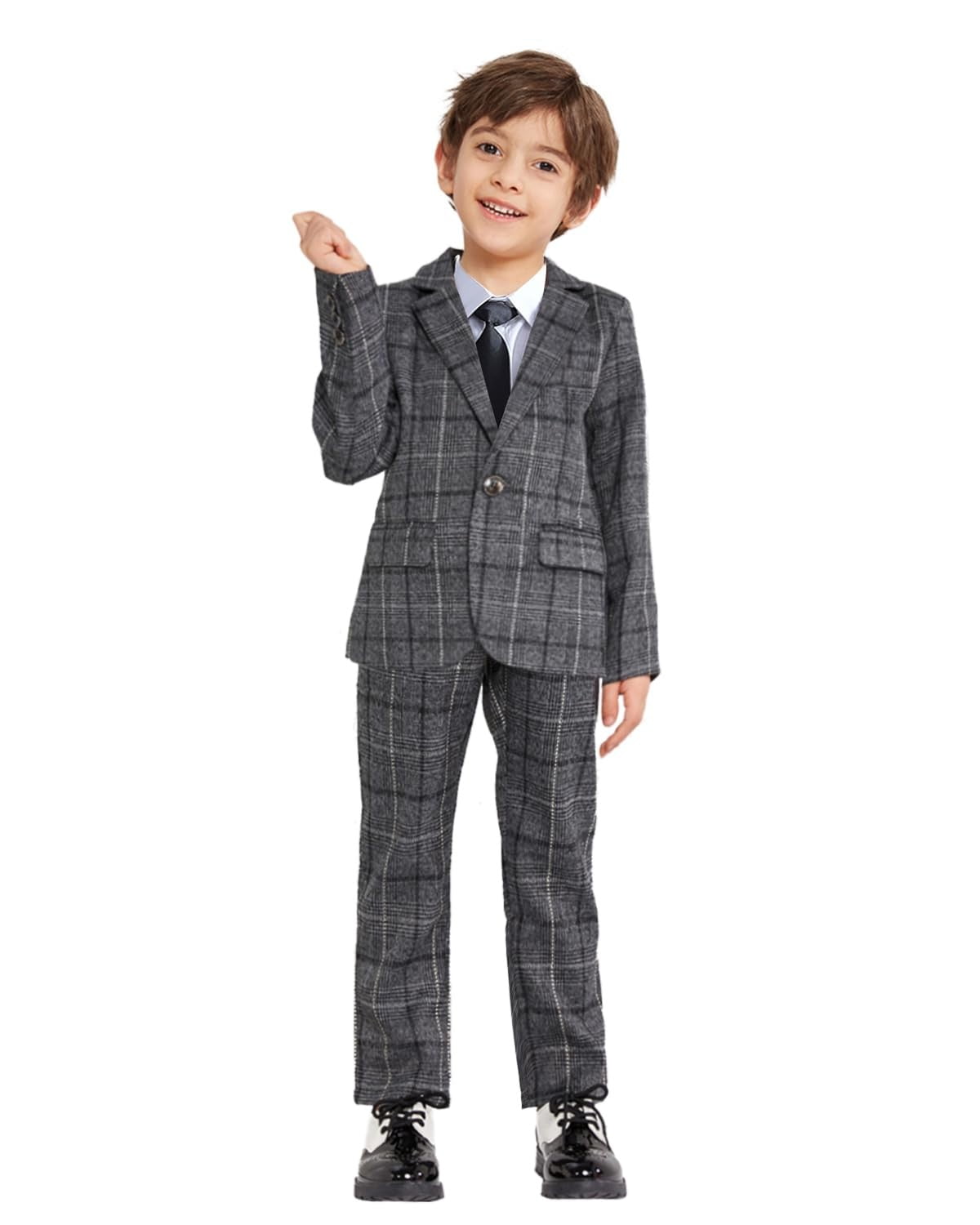Lolanta Kids Boys Plaid Suit, 2 Piece Formal Blazer and Pants Outfit ...