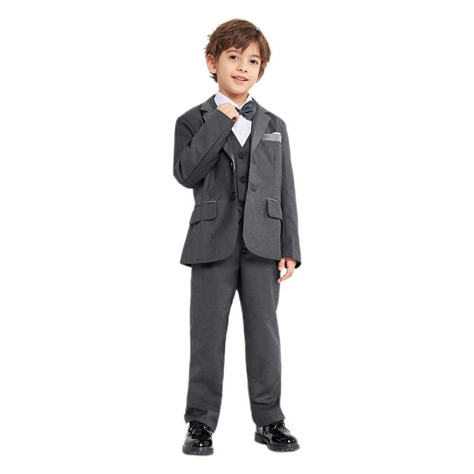 LOLANTA Kids Tuxedo Suits for Boys Ring Bearer Outfit 5 Piece Set Dress ...