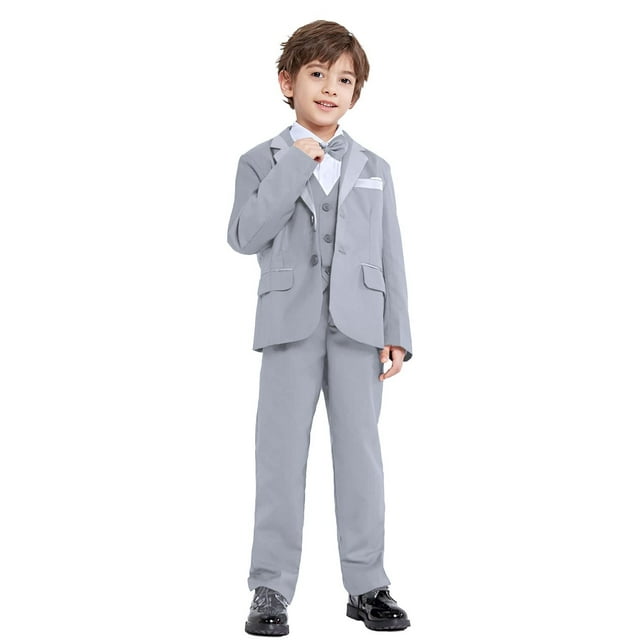 LOLANTA Kids Tuxedo Suits for Boys Ring Bearer Outfit 5 Piece Set Dress ...