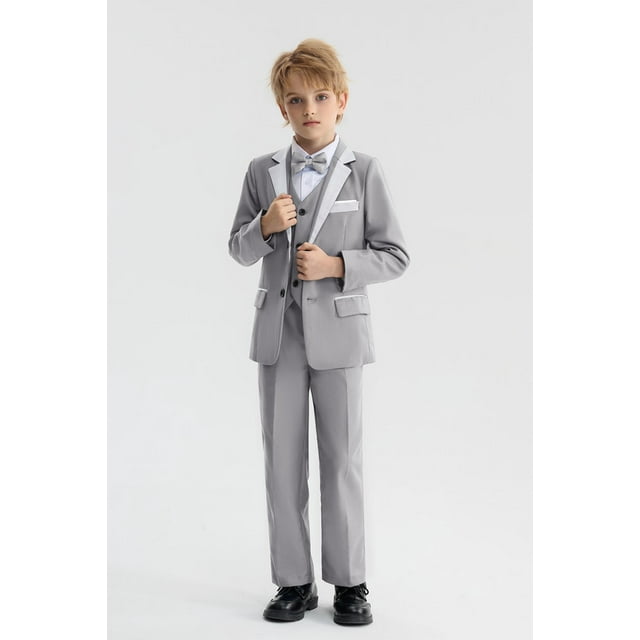 LOLANTA Kids Tuxedo Suits for Boys Ring Bearer Outfit 5 Piece Set Dress ...