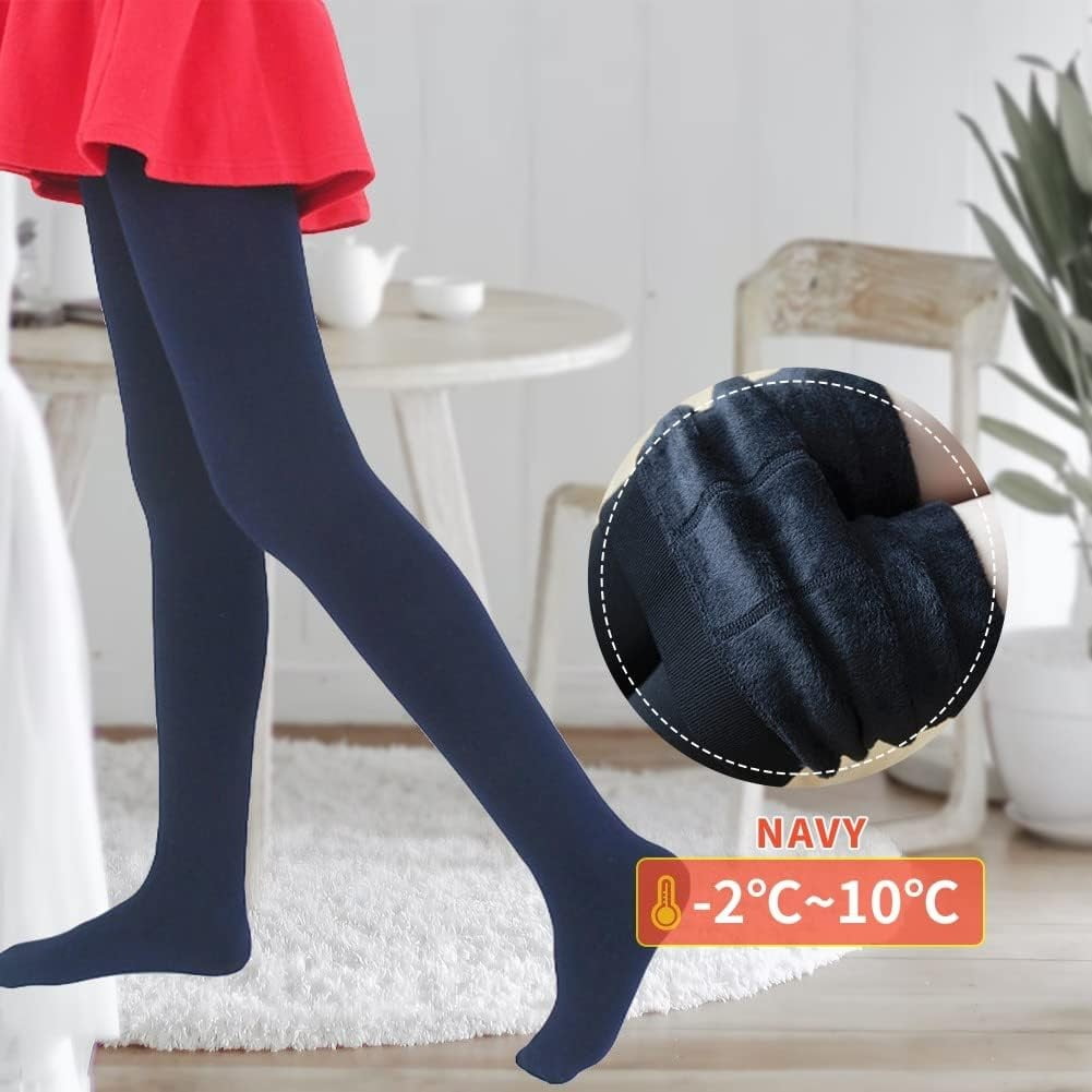 LOLANTA Winter Tights for Girls Smooth Fabric Stockings Warm Fleece ...