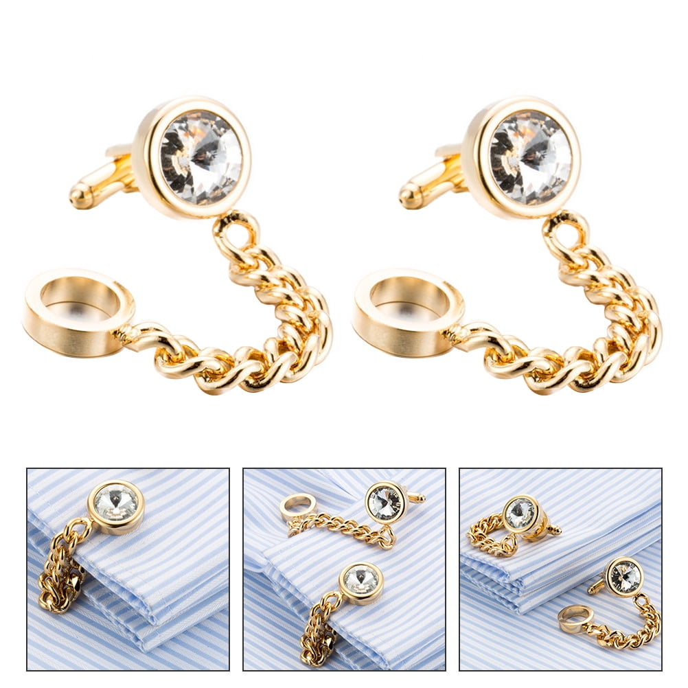 LOLIPPYY 1 Pair Stylish Shirt Cuff Buttons Cuff Links Golden Simple ...