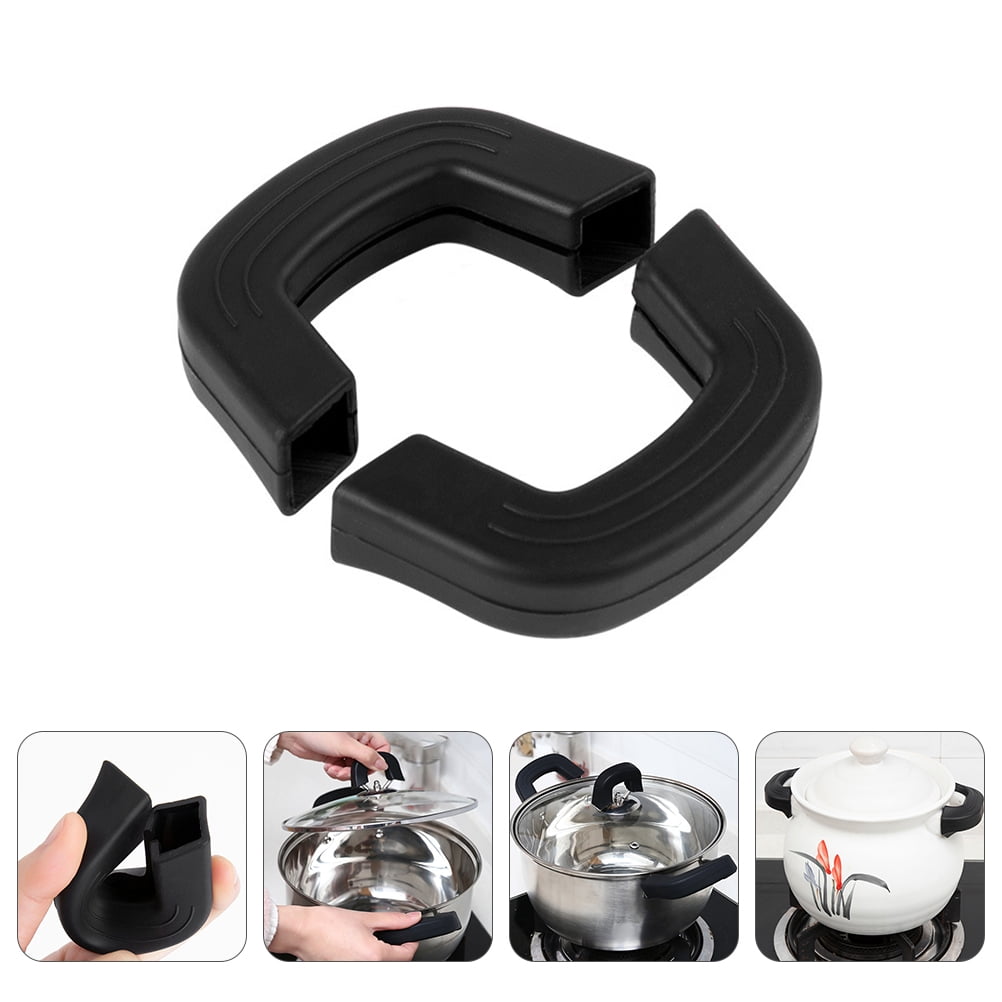 LOLIPPYY 1 Pair of Anti Scalding Pan Handle Cover Black Silicone Heat ...