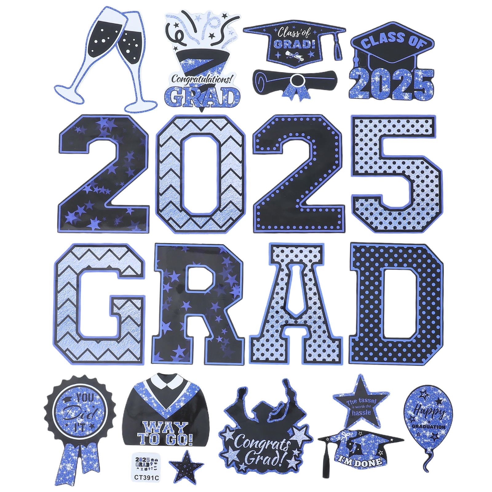 LOLIPPYY 1 Set Graduation Car Decals for Home Decoration and PVC Blue ...