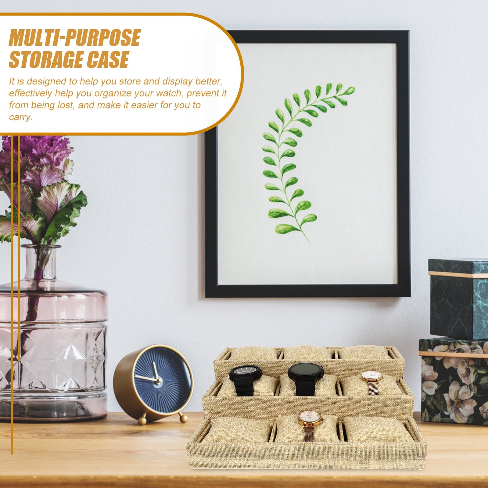LOLIPPYY 1 Set Grids Divider Tray Khaki Storage Elegant for Watches ...