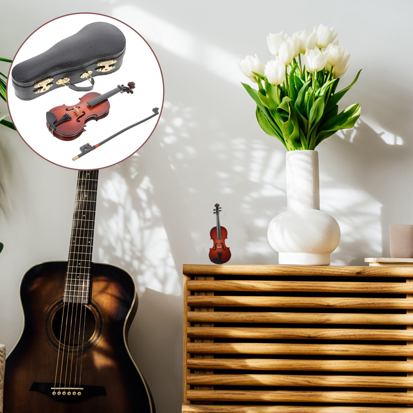 LOLIPPYY 1 Set Violin Prop Multi Wood Adornment for Violin Learners ...
