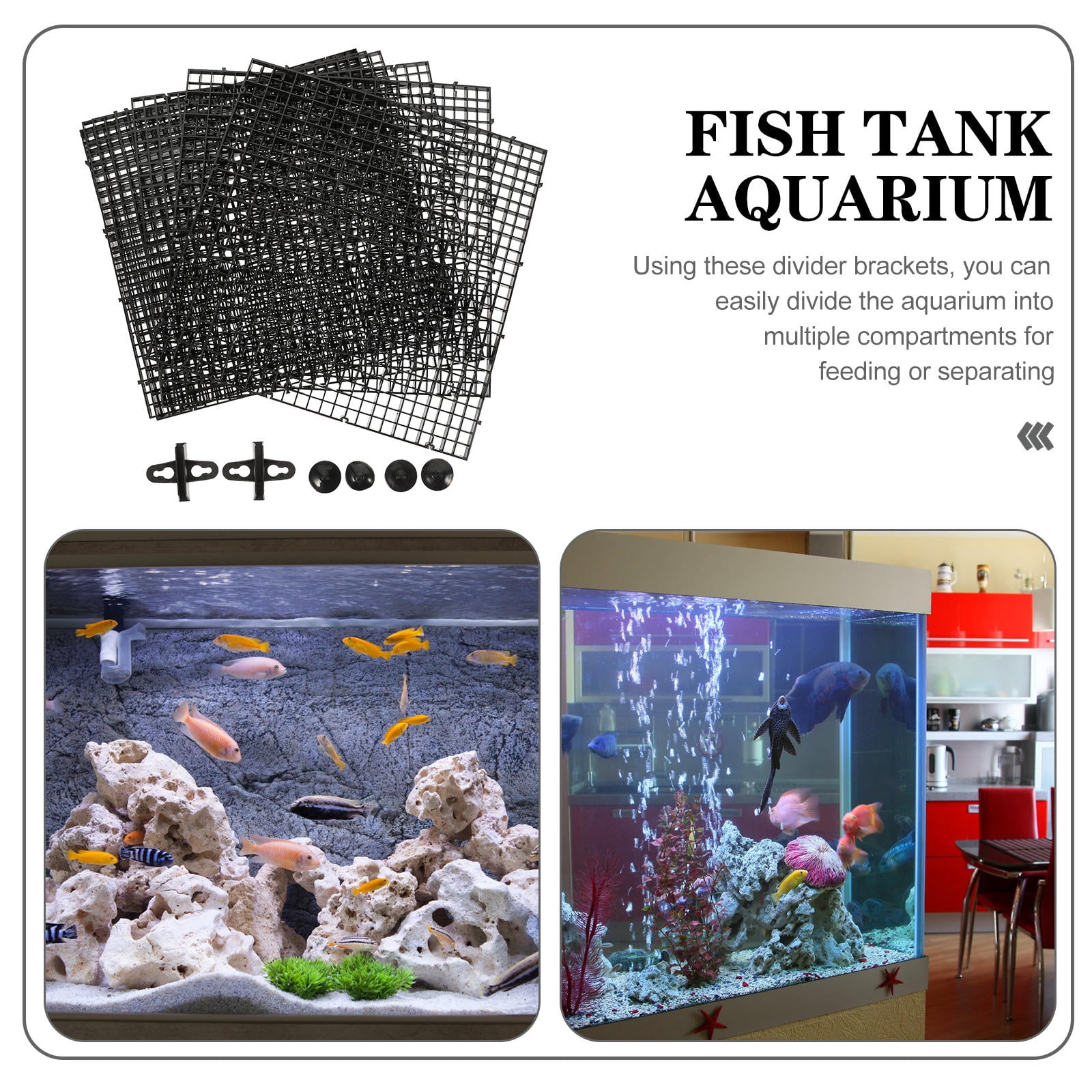 LOLIPPYY 1 Set of Aquarium Grid Divider Black PVC for Multi-hole Design ...