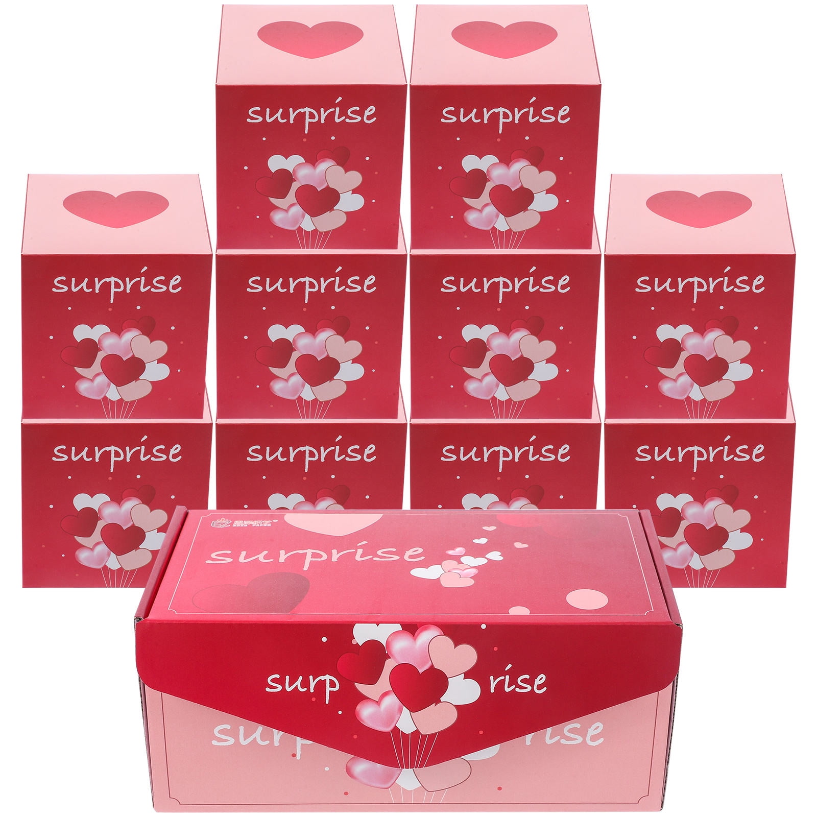 LOLIPPYY 10 Bouncing Boxes Valentine Themed Valentines Day Treat Boxes for Cookies 11.8x3.7x2 ...