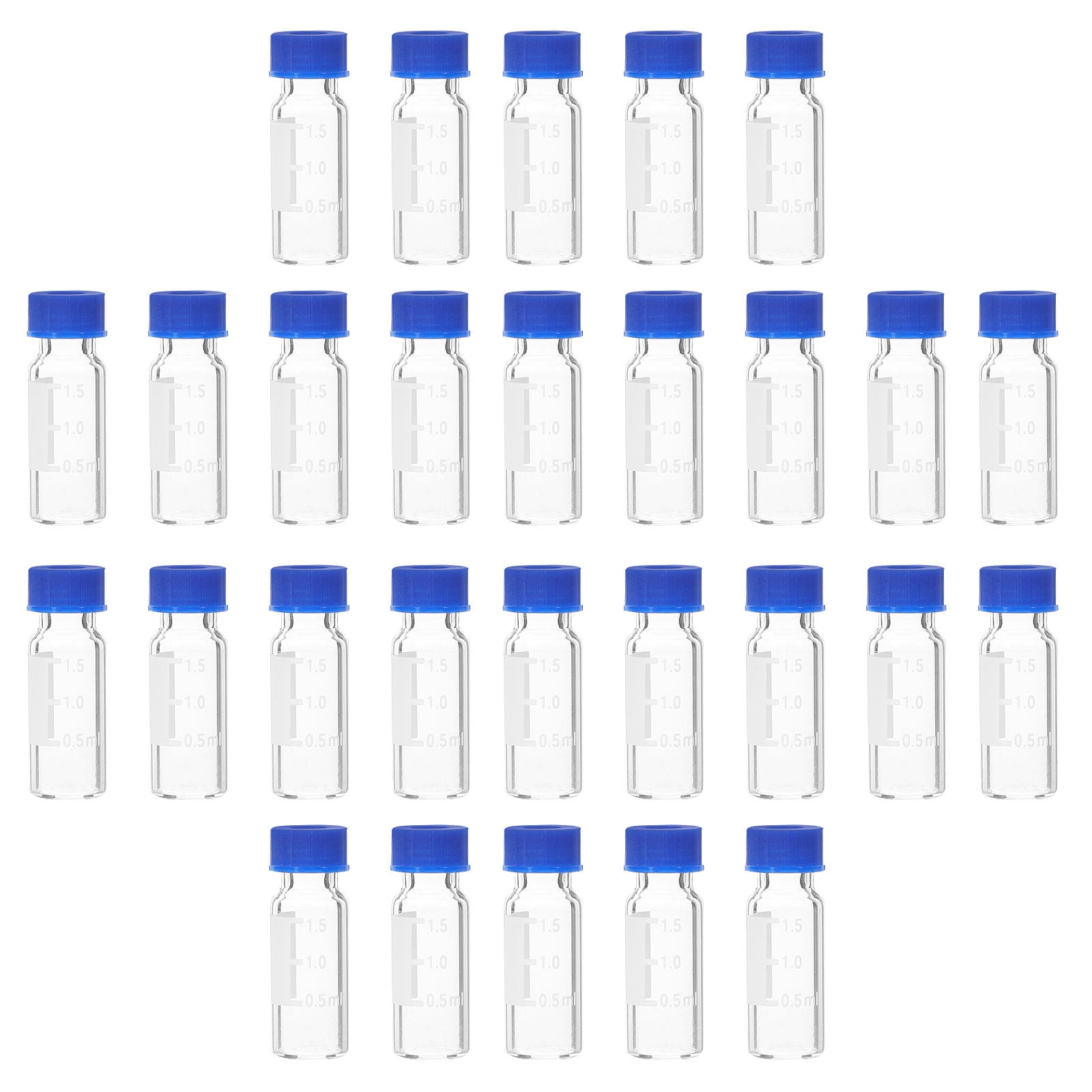 LOLIPPYY 100Pcs Clear Blue Glass Vials with Caps Stable Bottom Small ...
