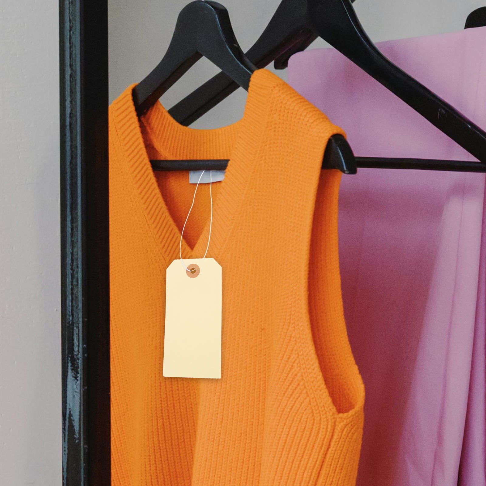 LOLIPPYY 100-Pack Yellow Paper Price Tags for Clothing with String ...