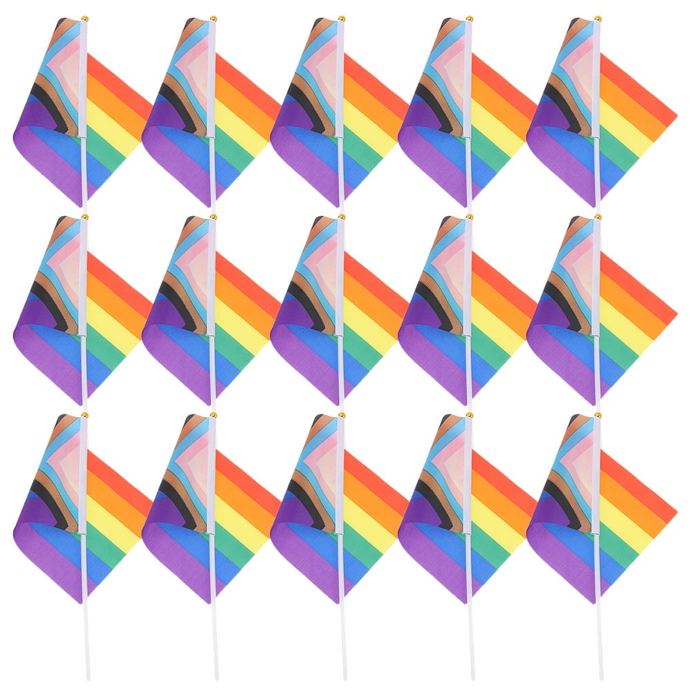 LOLIPPYY 100-Pack Small Handheld Stick Flags Multi-Colored Pride Flags ...