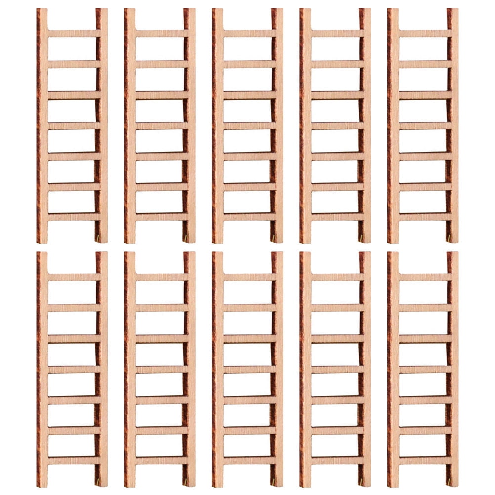 LOLIPPYY 10PCS Small Decorative Ladder Simulation Stairs Wood Beige ...