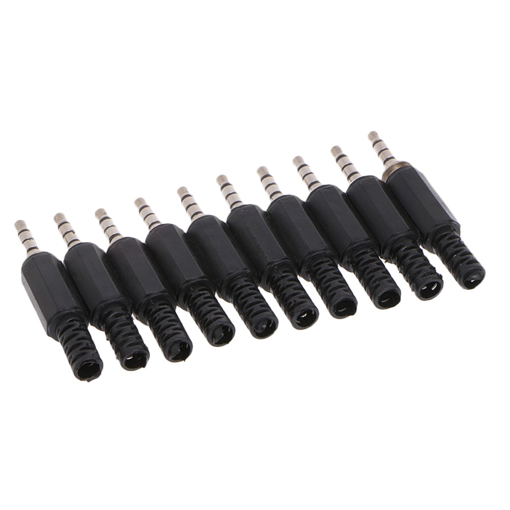 LOLIPPYY 10- .5mm Stereo Male Audio Plugs Black Soldering Connectors ...