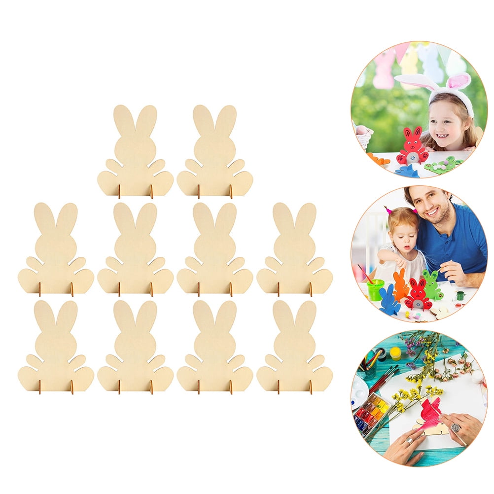 LOLIPPYY Unfinished Bunny Table Decorations Wood Color Dining Table ...