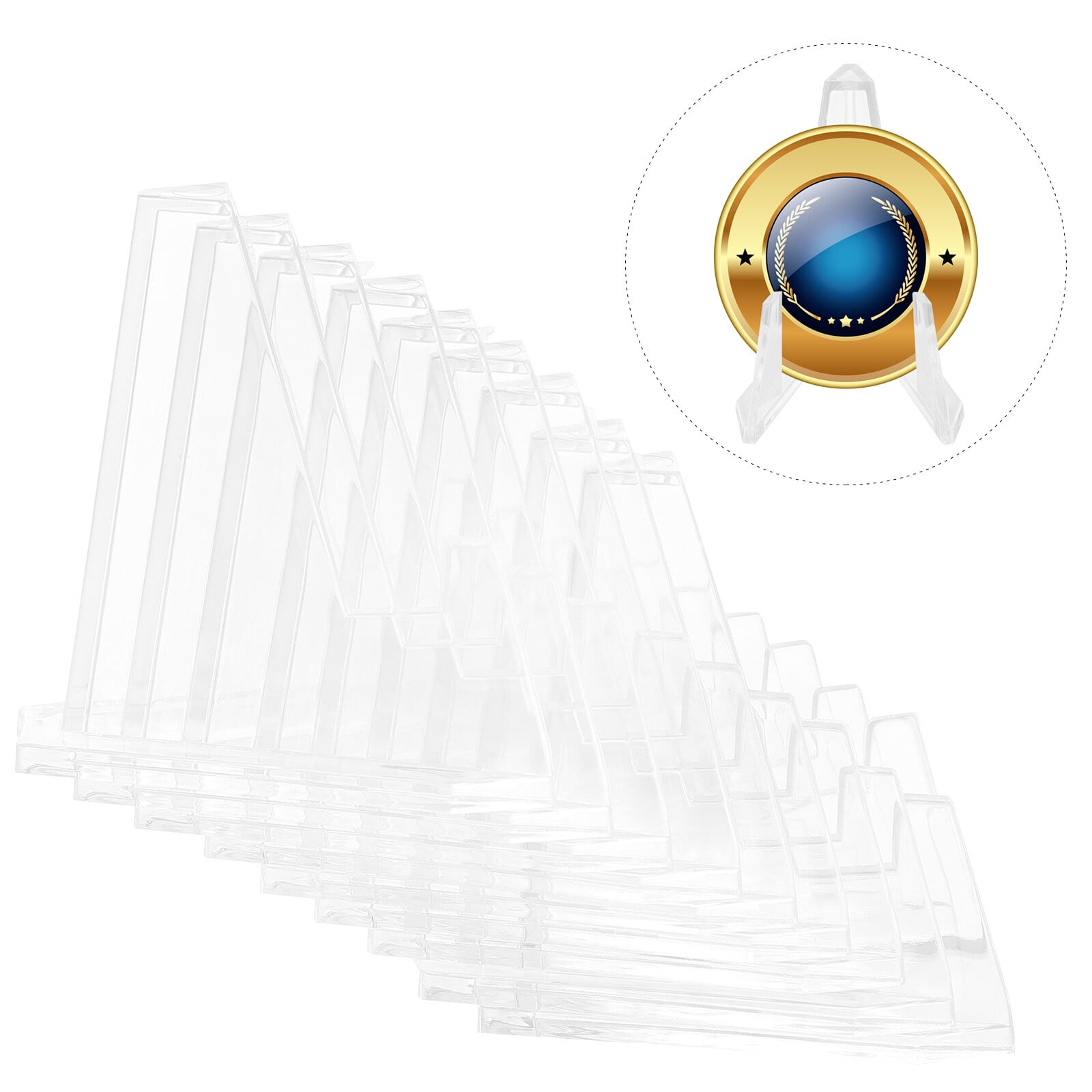LOLIPPYY 10Pcs Clear Acrylic Coin and Badge Display Racks Storage ...