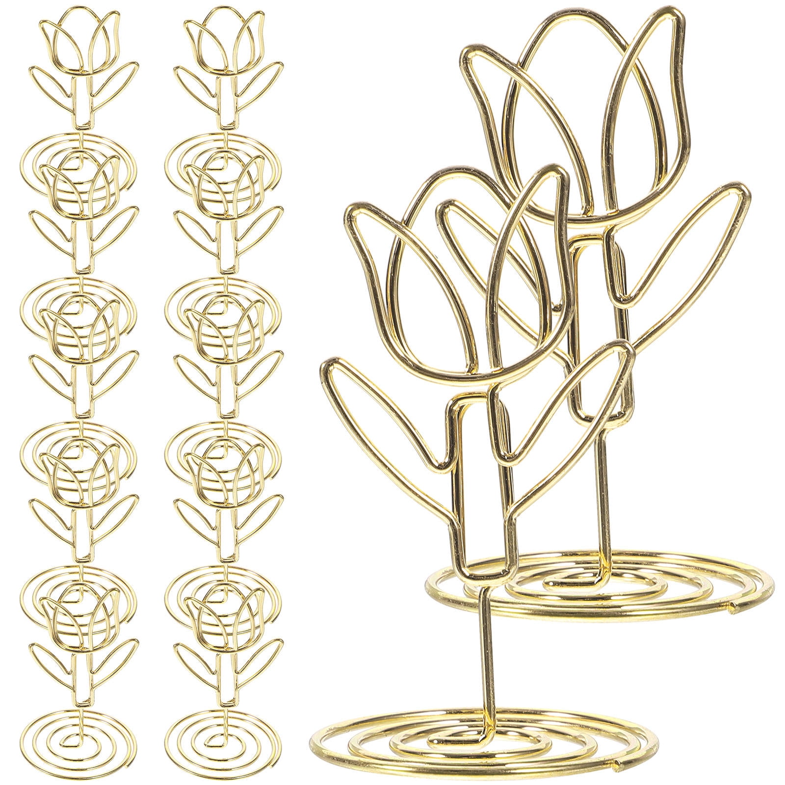 LOLIPPYY 10Pcs Golden Metal Memo Clip Holders for Notes Cards and ...