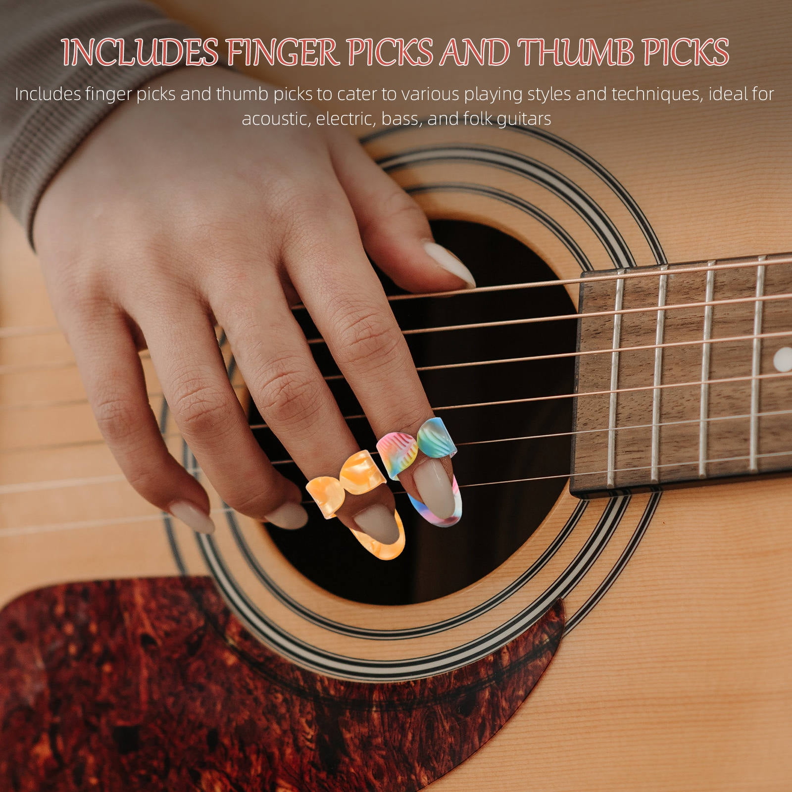 LOLIPPYY 10Pcs Guitar Thumb Finger Picks and Finger Protectors in ...