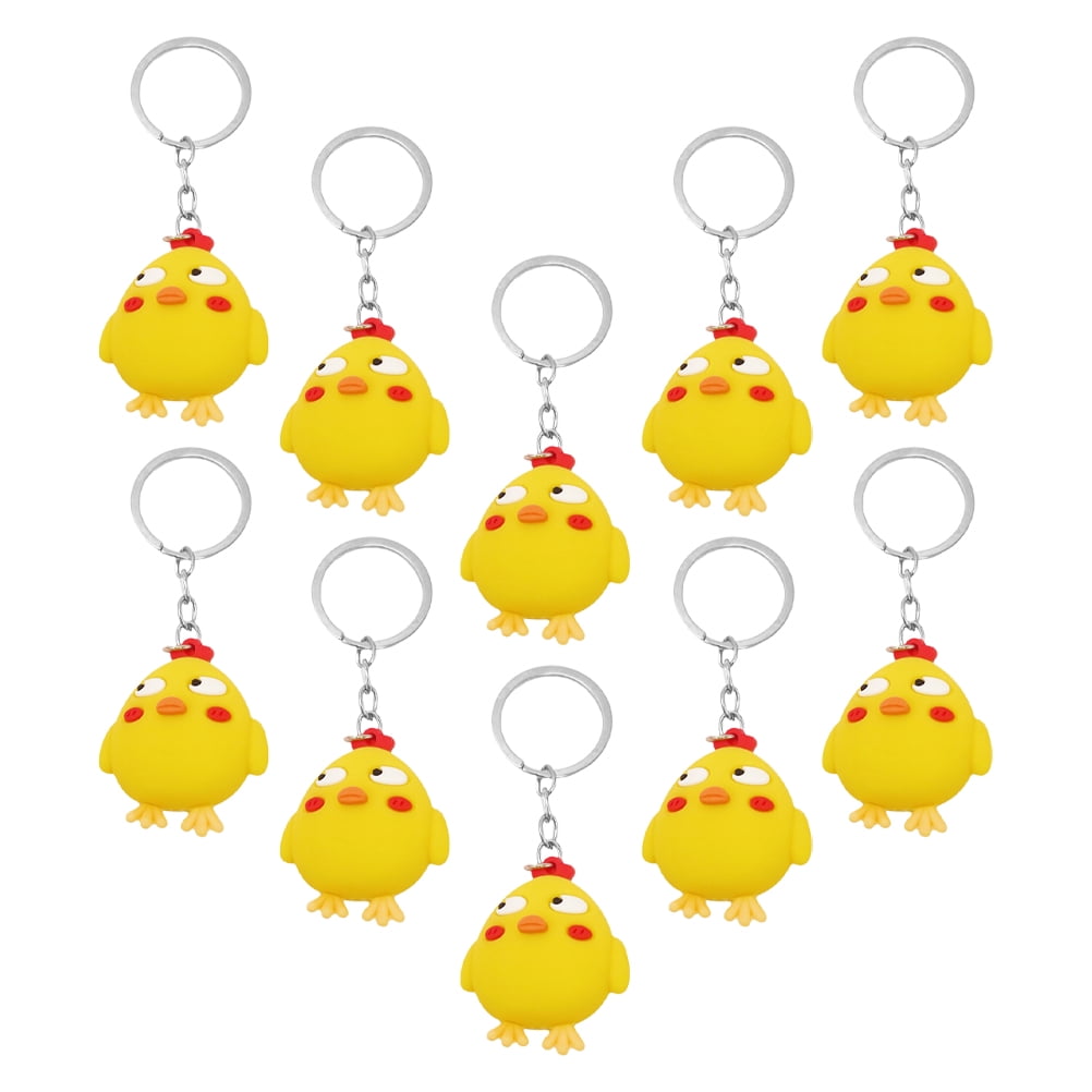 LOLIPPYY Set of 10 Yellow Kawaii Keyrings with Mini Chick Design for ...
