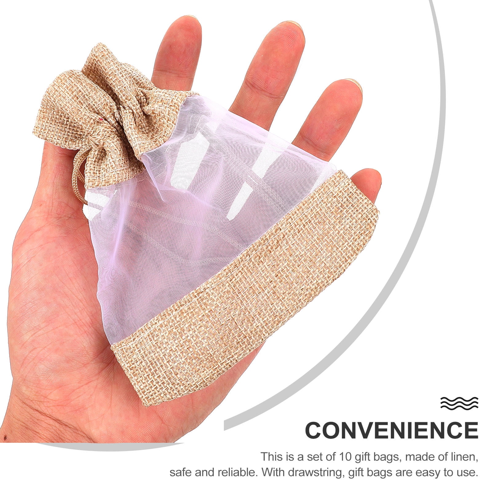 LOLIPPYY Set of 10 Linen Drawstring Bags for Jewelry Storage and ...