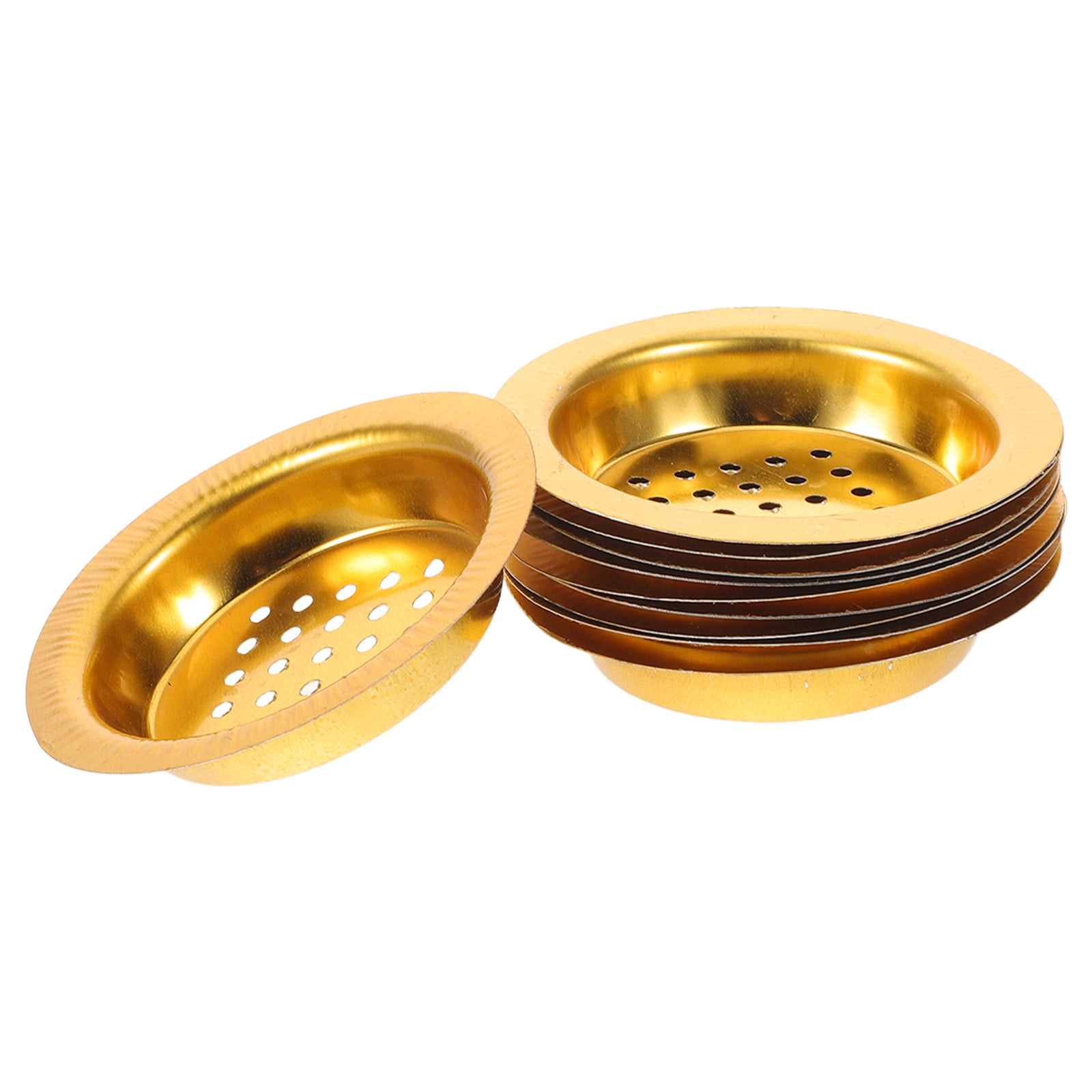 LOLIPPYY 10Pcs Plated Gold Tone Iron Incense Cup Insert with Hollow ...