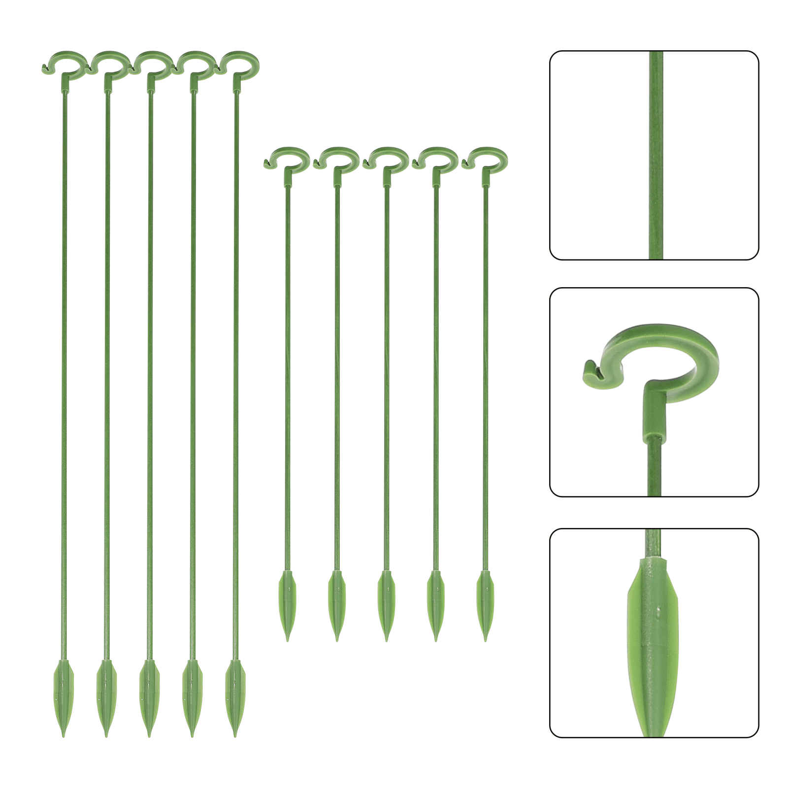 LOLIPPYY 10Pcs Portable Gardening Plant Support Rods Green Fiberglass ...