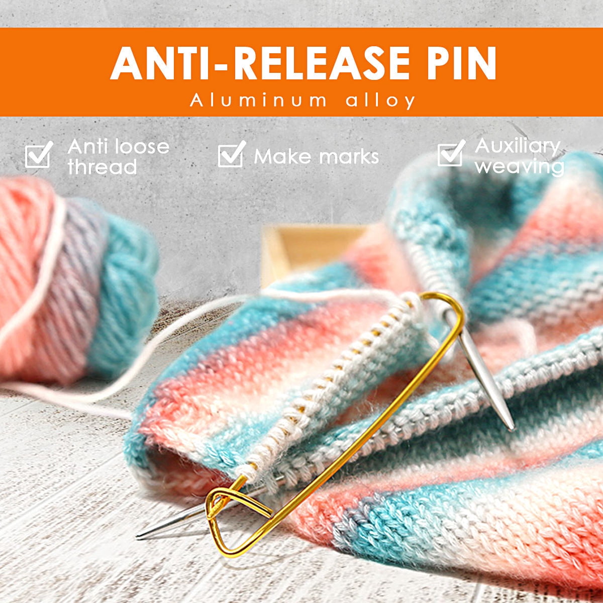 LOLIPPYY 10Pcs Safety Pins Knitting Yarn Stitch Holder with Locking ...