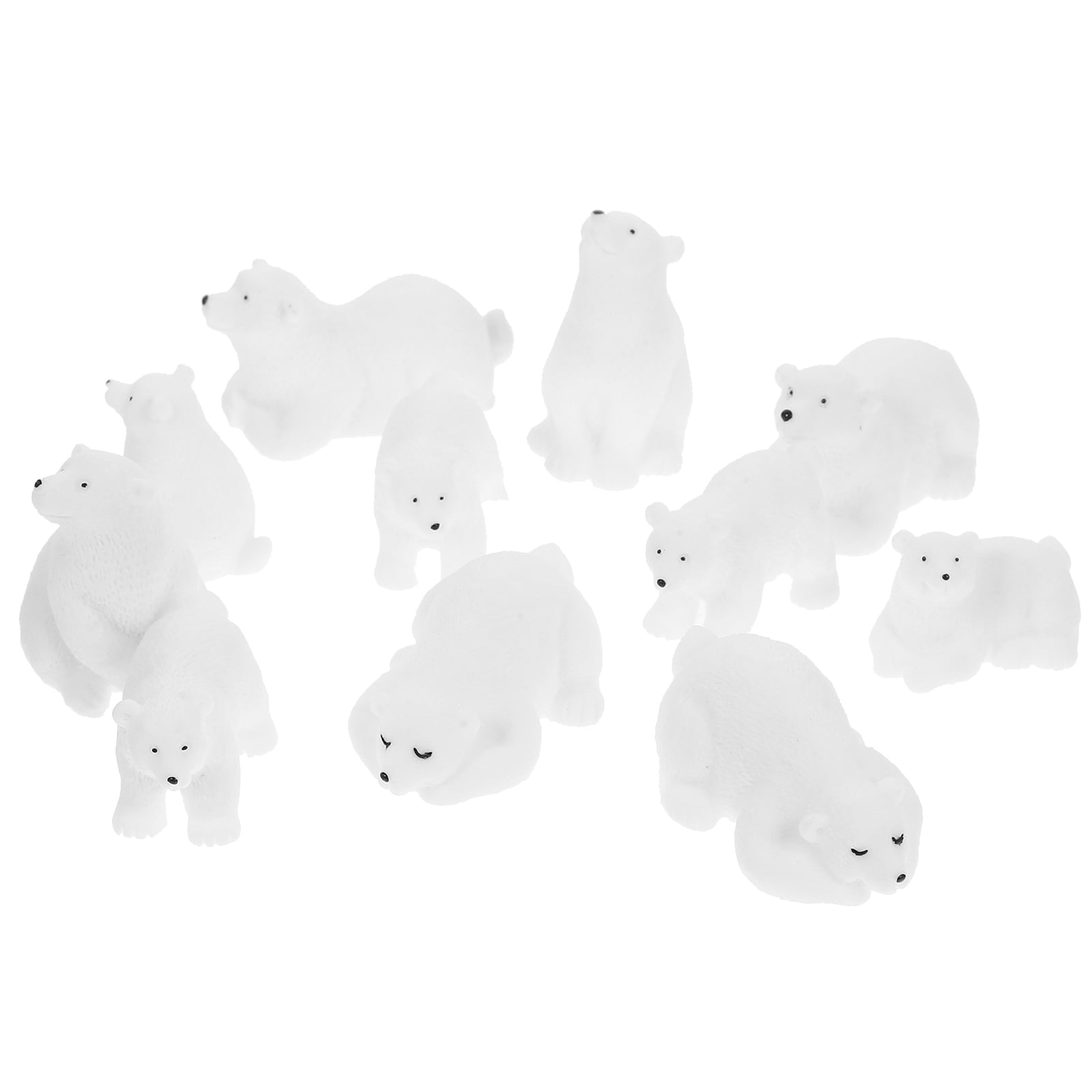 LOLIPPYY 10Pcs Small Toy Polar Bear Figurine White Resin Mixed Style ...
