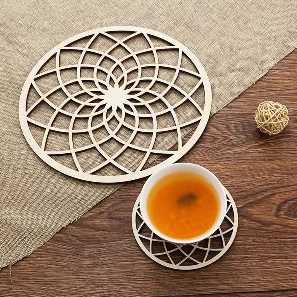 LOLIPPYY 10Pcs Wooden Cup Mats for Drinks Heat Insulation and Slip ...