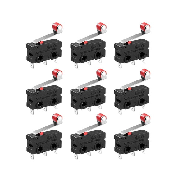 LOLIPPYY 12Pcs Black Micro Switch Momentary Hinge Switch with Roller ...