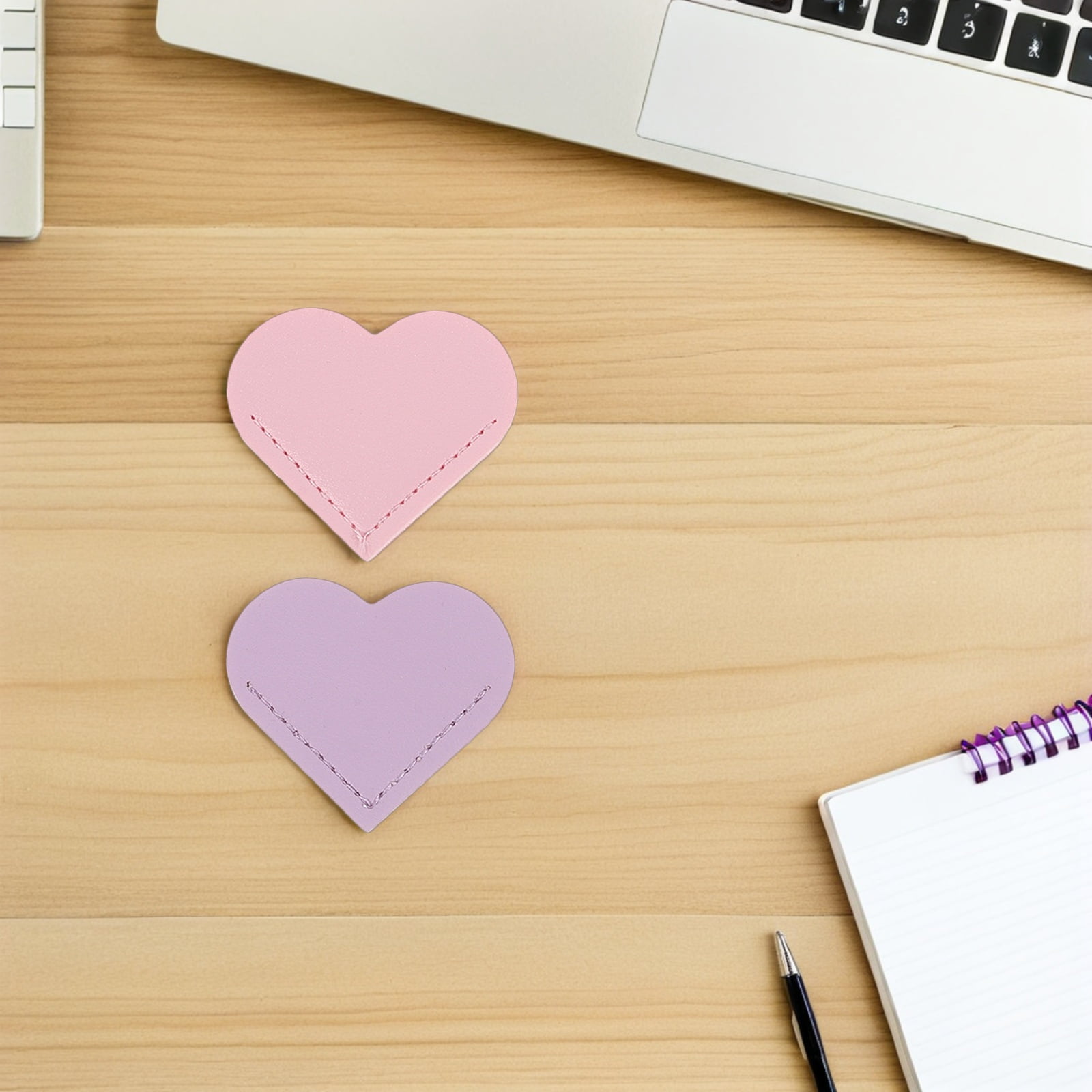 LOLIPPYY 12Pcs Cute PU Heart Bookmarks Water Resistant Paper Clip ...