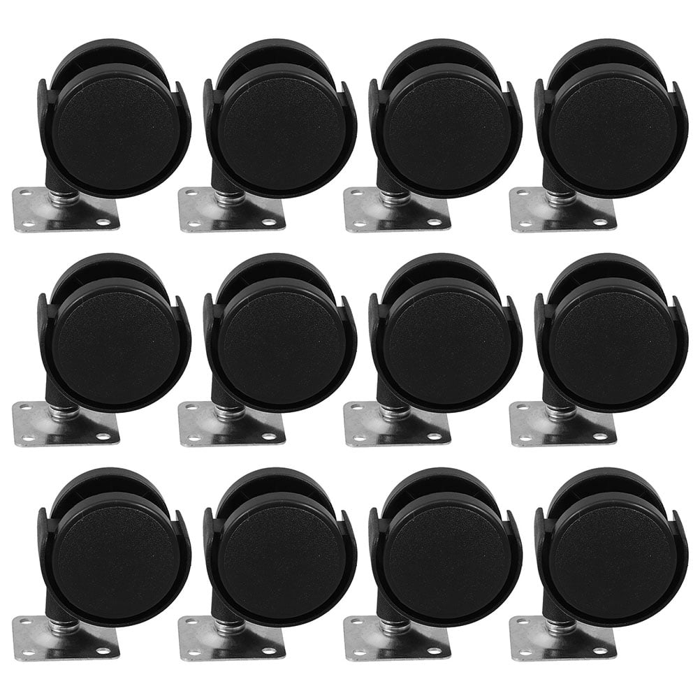LOLIPPYY 12Pcs Practical Furniture Caster Wheels Easy Install Black ...