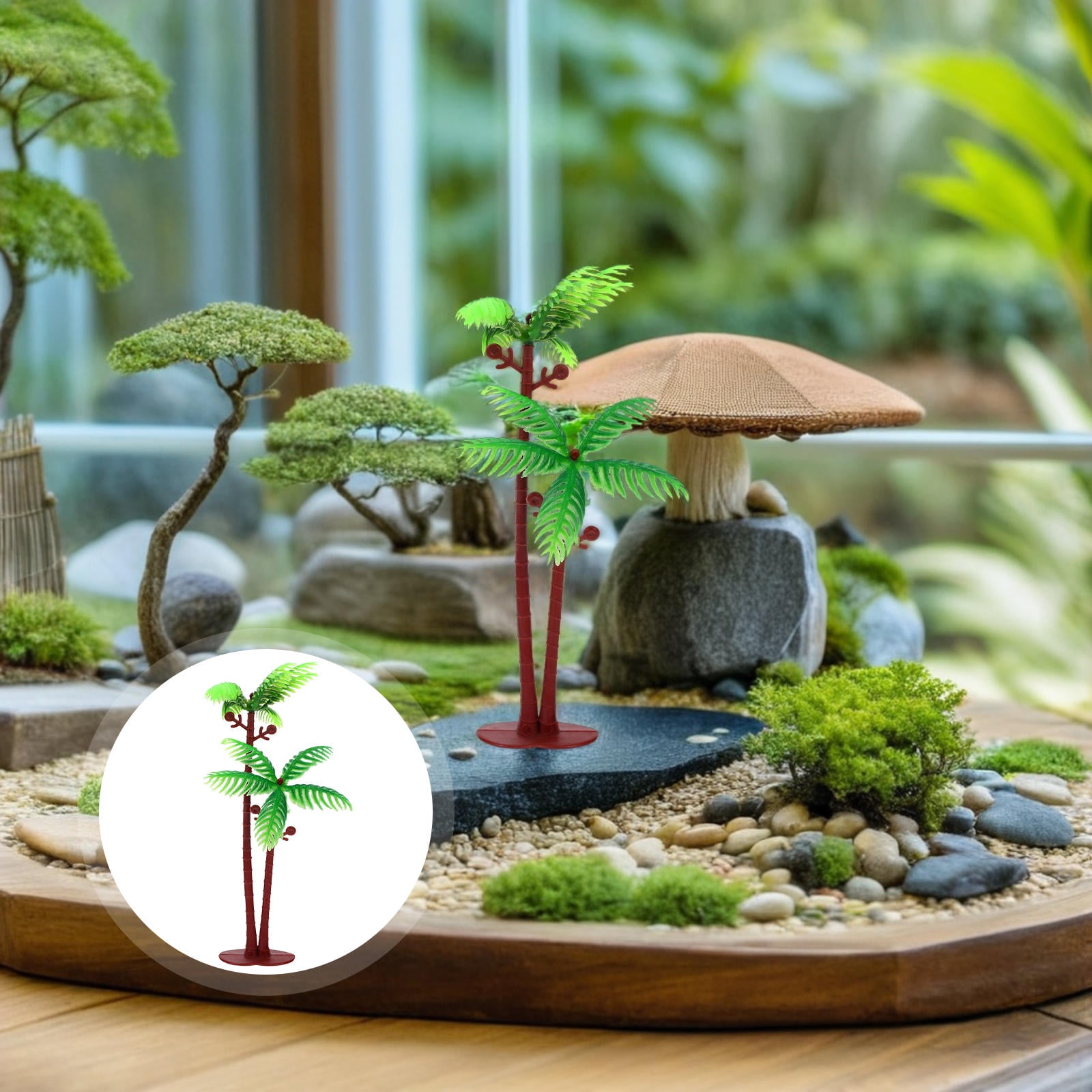 LOLIPPYY 15pcs Coconut Palm Tree Decor Green Plastic Miniature Palm ...