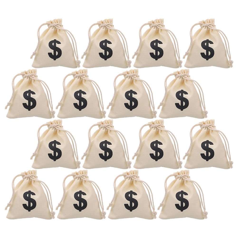 LOLIPPYY 16Pcs Reusable Money Bag Pouch Linen Drawstring Design for ...