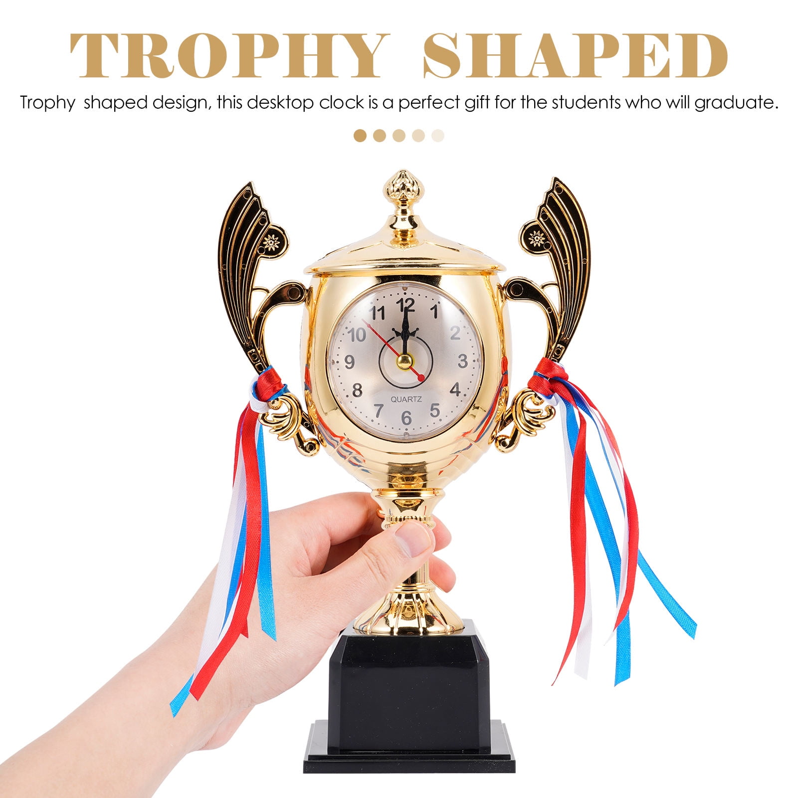 LOLIPPYY Desk Clocks Trophy Shaped Alarm Clock Golden ABS 1Pack 9.6x6.1in - Walmart.com