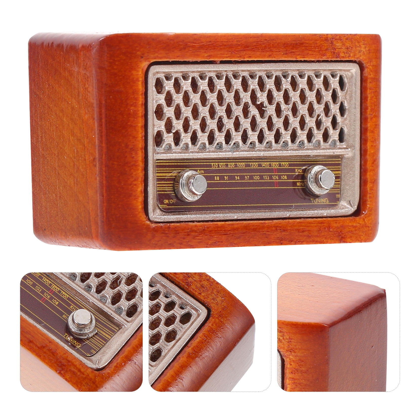 LOLIPPYY Radio Figurine Vintage Style Mini Radio Model Brown 1 Piece 1 ...