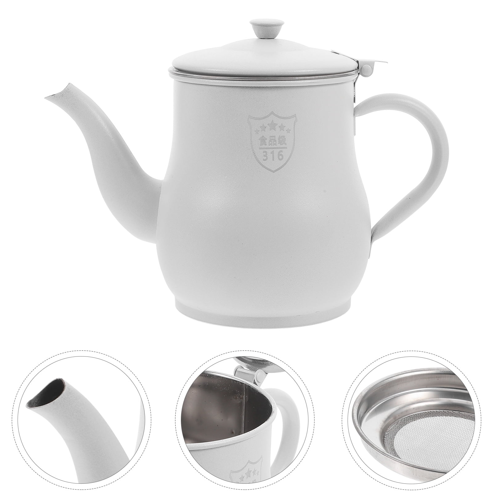 LOLIPPYY White Stainless Steel Oil Dispenser Bottle with Mesh Filter ...