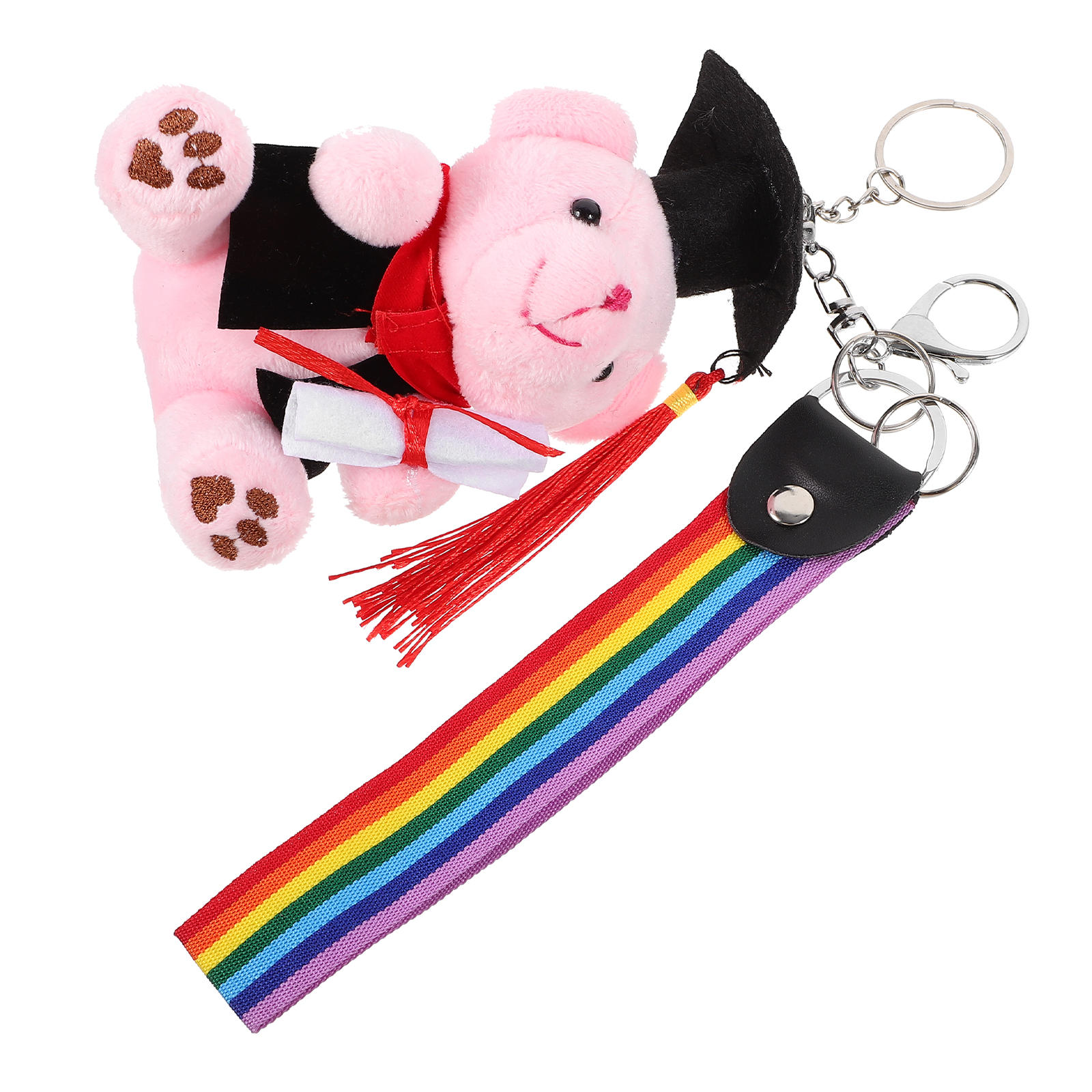 LOLIPPYY 1Pack Stuffed Cartoon Bear Keychain Pink PP Cotton For Kids ...