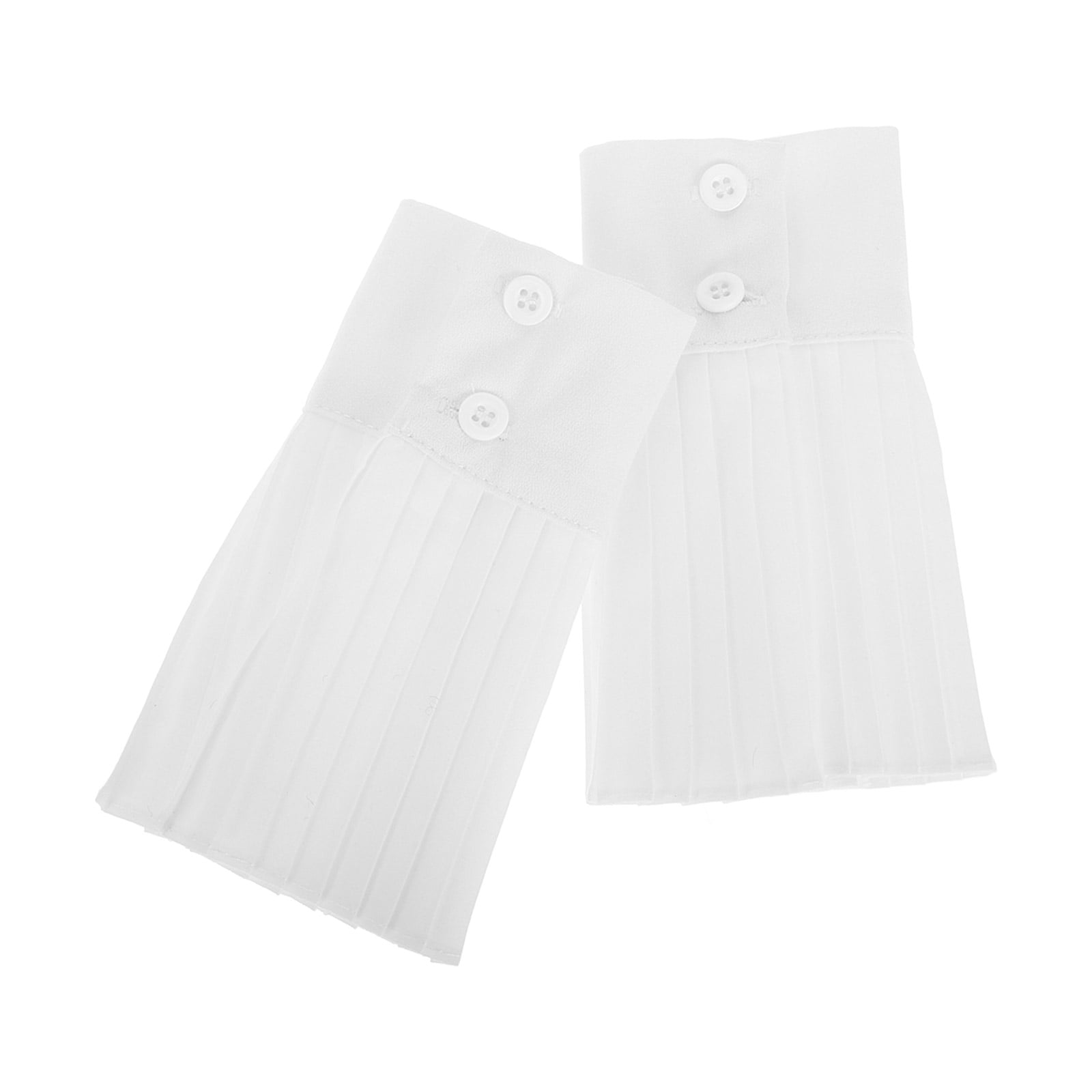 LOLIPPYY 1 Pair White Pleated Chiffon Sleeve Cuffs with Faux Detachable ...
