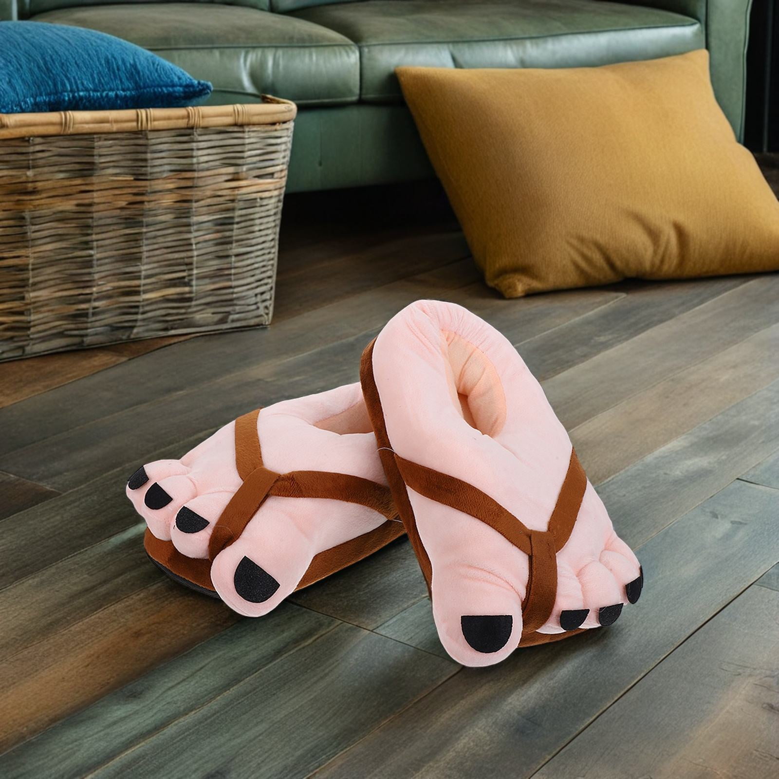 LOLIPPYY 1Pair Funny Giant Feet Slippers Plush Caveman Costume Shoes ...