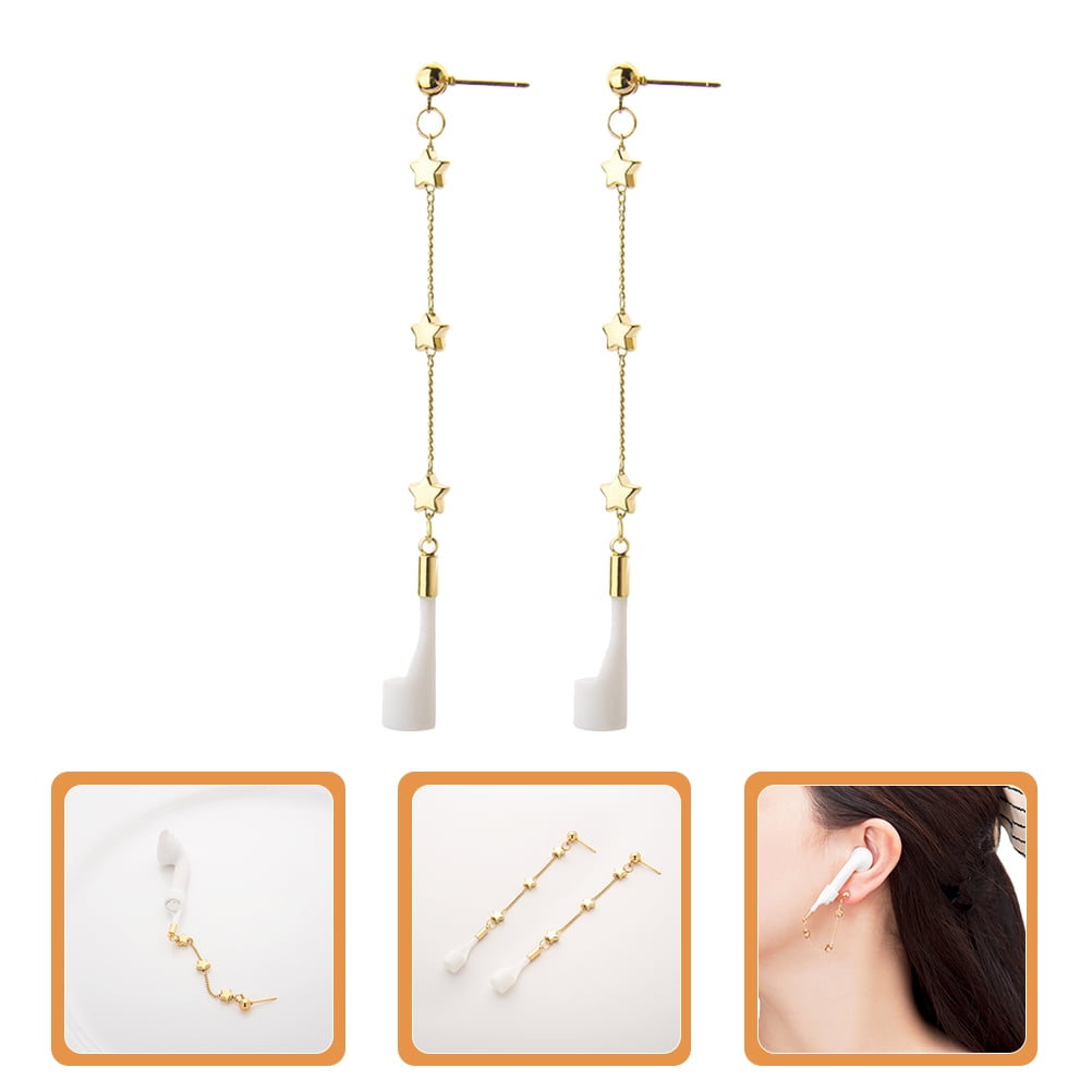 LOLIPPYY 1Pair Star Dangle Earrings with Earphone Fixture Durable Multi ...