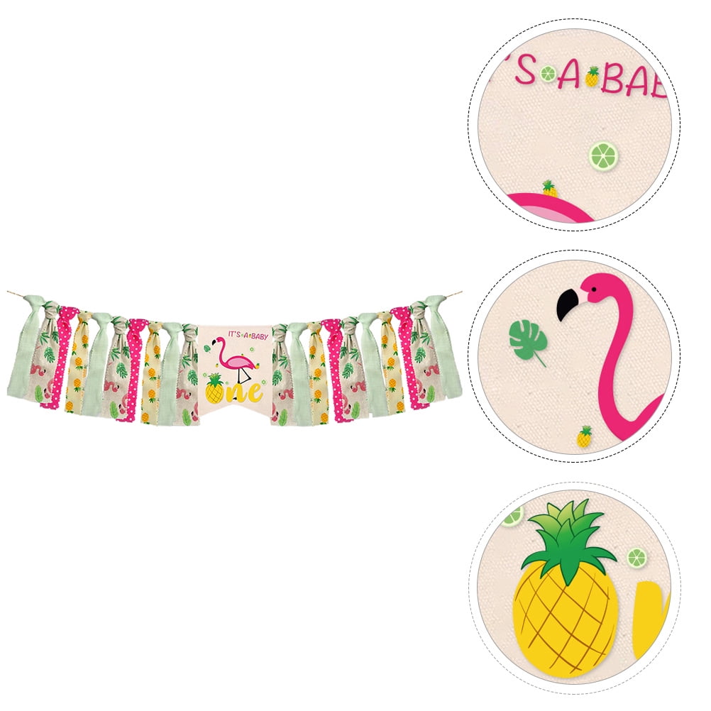 LOLIPPYY 1Pc Assorted Color Linen Hawaiian Themed Banner Flamingo ...