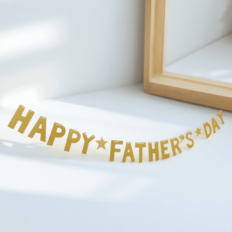 LOLIPPYY 1Pc Golden Fathers Day Bunting Paper Banner with Glittering ...