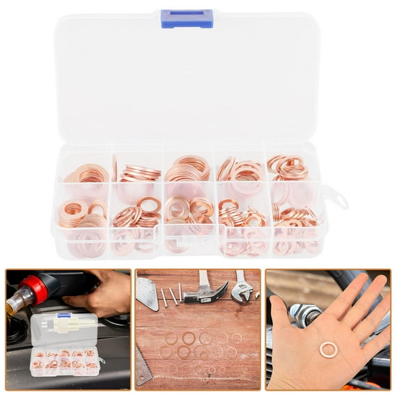 LOLIPPYY Copper Oil Drain Plug Washer Assortment Kit for Machine Bolts ...