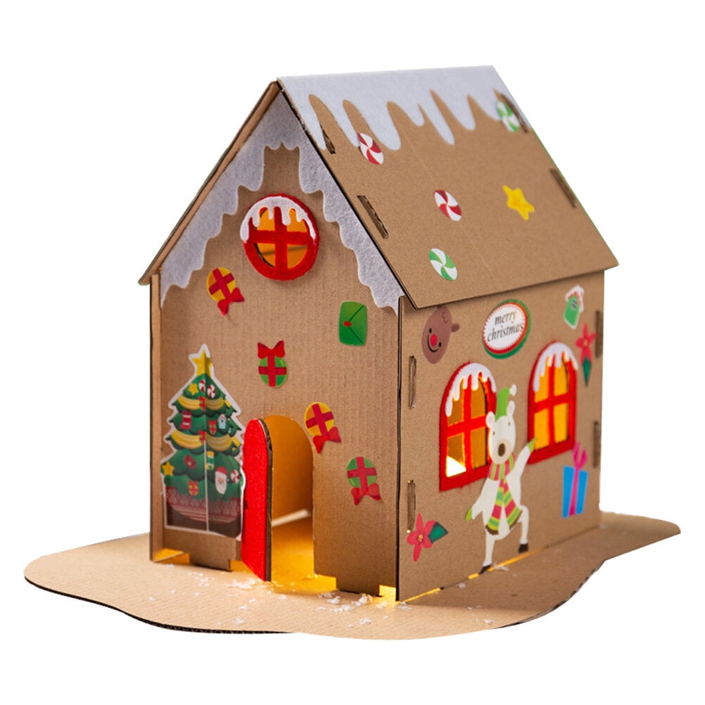 LOLIPPYY 1Set Diy Craft Cardboard Biscuits House Light Brown For Family ...