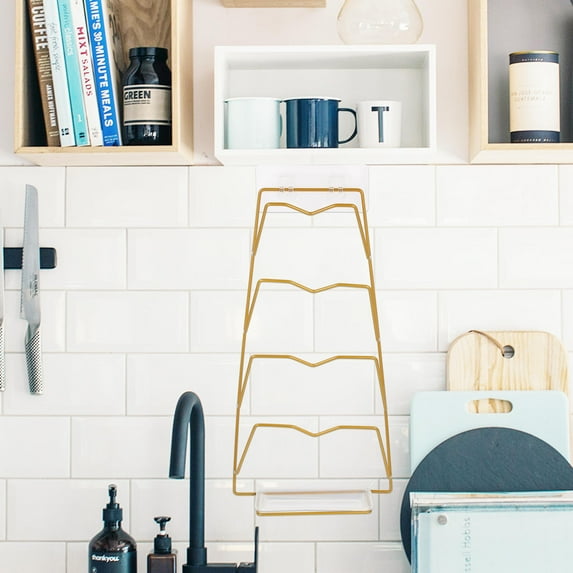 LOLIPPYY 1Set Golden Kitchen Accessory Wall Mounted Pot Lid Rack ...