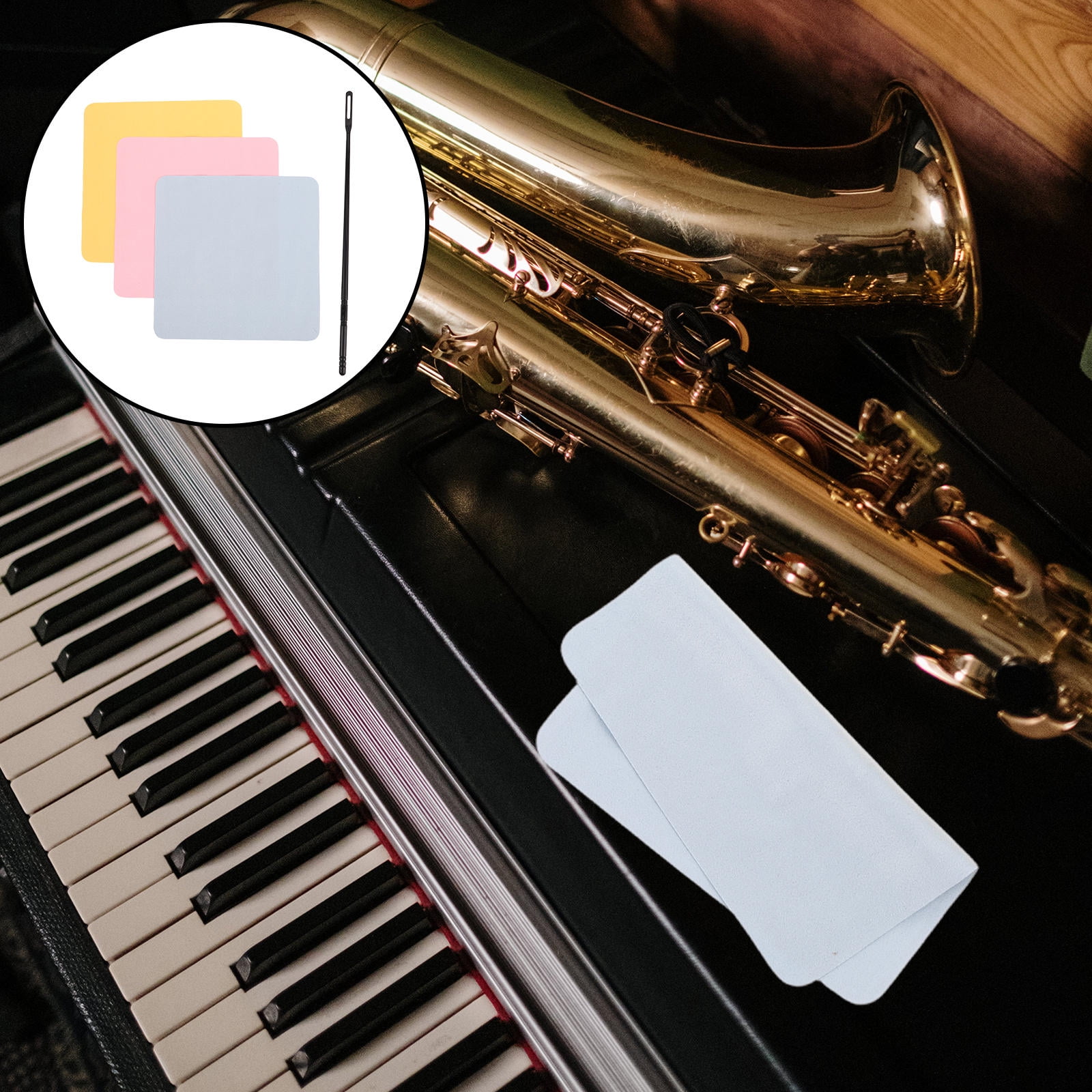 LOLIPPYY 1Set Saxophone Cleaning Cloth Kit with Rod and Gauze for Wind ...