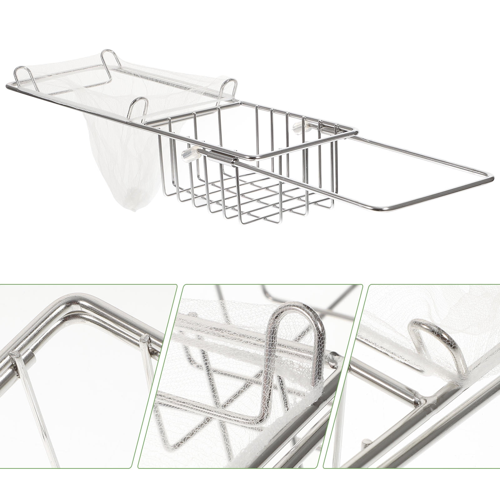 LOLIPPYY 1Set Sink Rack Retractable Sink Drain Basket with Iron and PP ...