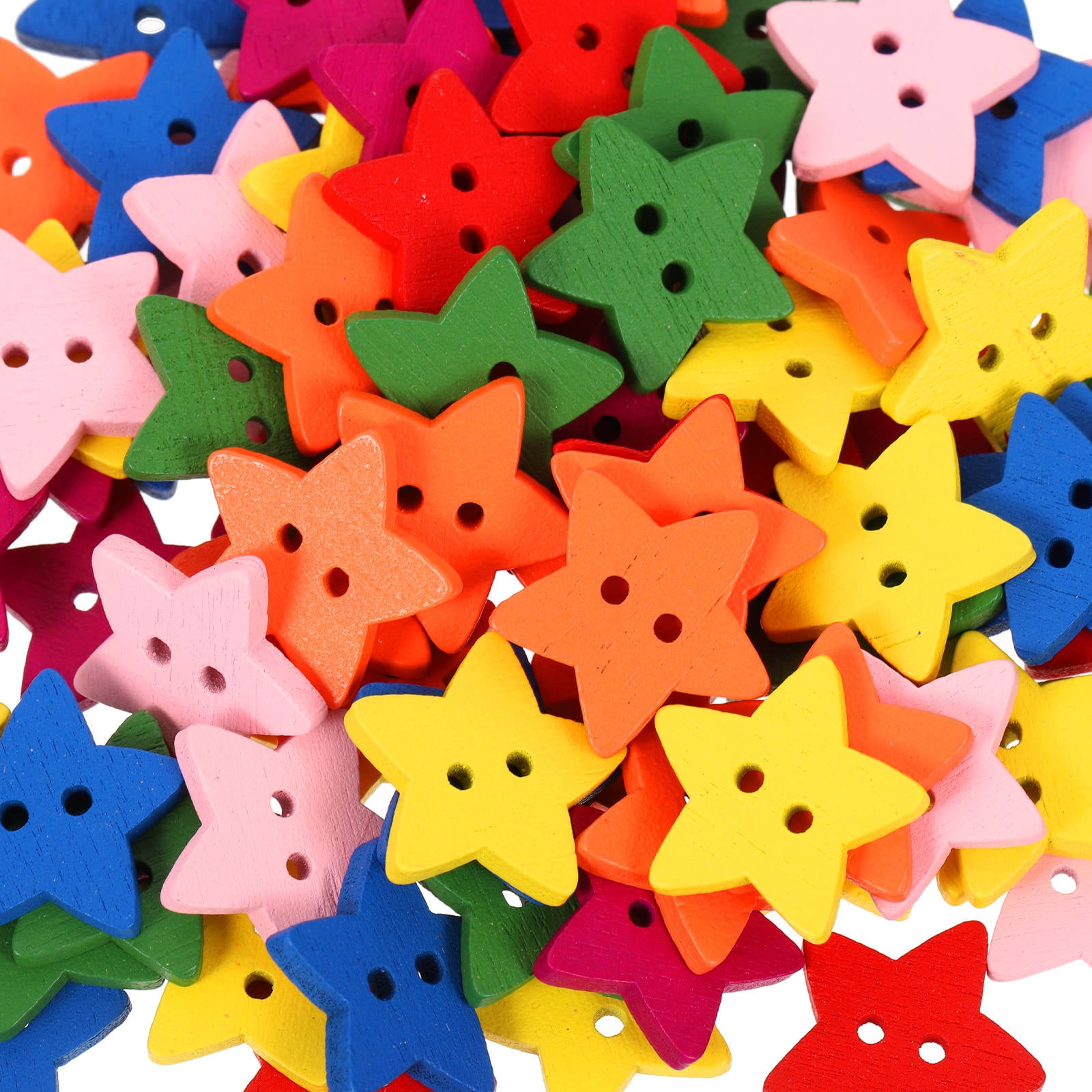 LOLIPPYY 200 Pieces Five-Pointed Star Wooden Buttons for Clothing ...
