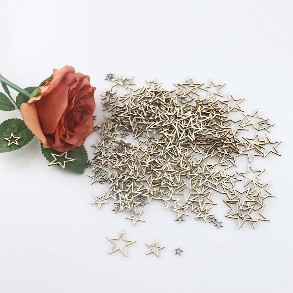LOLIPPYY 200Pcs Small Wood Stars for Crafts Star Ornaments DIY ...