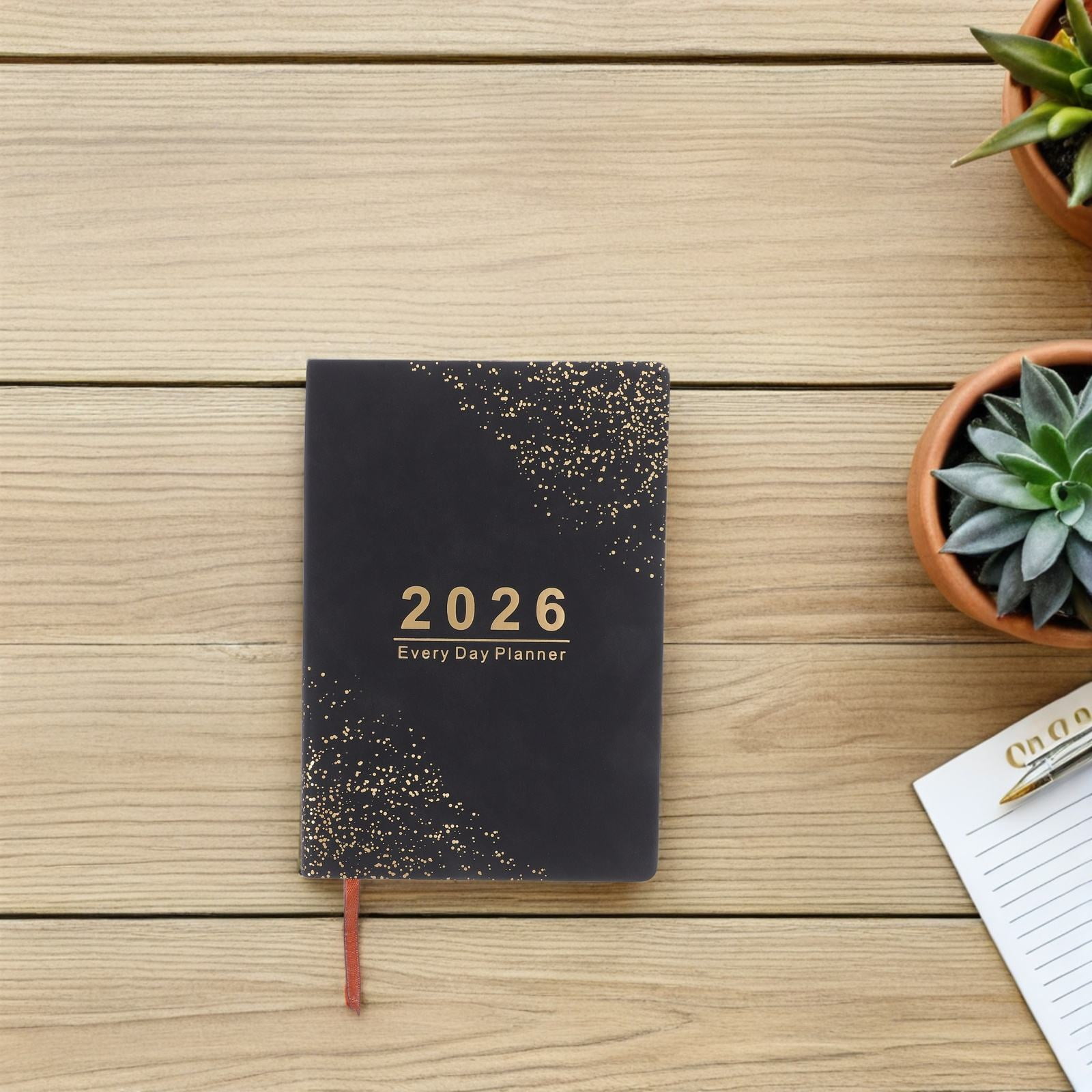 LOLIPPYY 2026 Black Hardcover Personal Planner with Rounded Corners ...